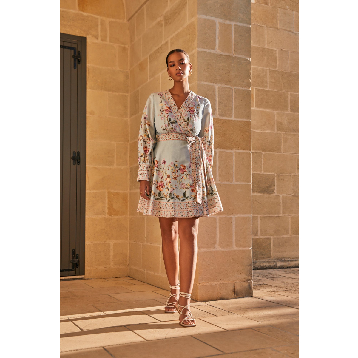 By Malina Juliette Dress Soft Floral Sky Blue Hillamoi As