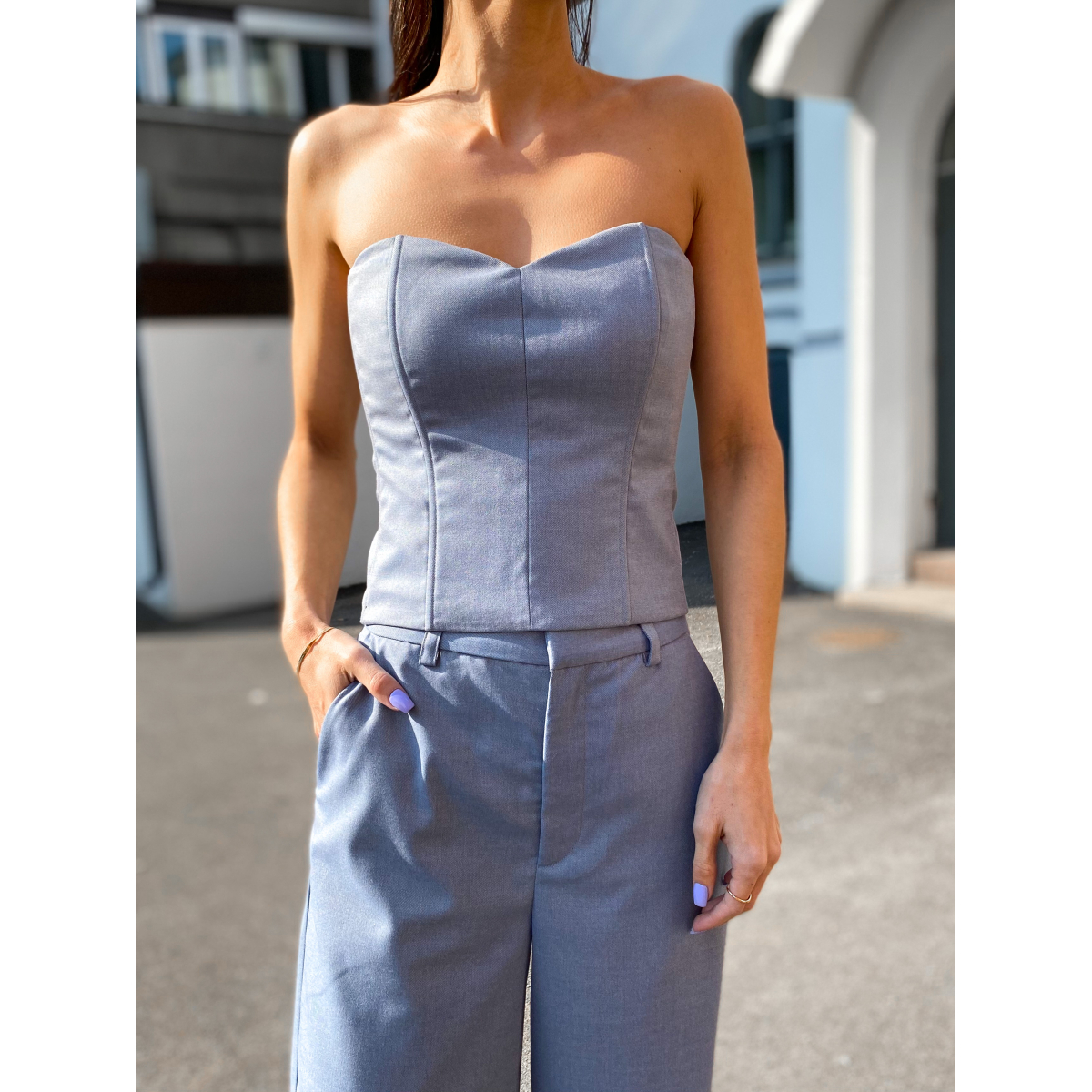 Sundra Corsage - Dusty Blue Gestuz - Seven Tønsberg