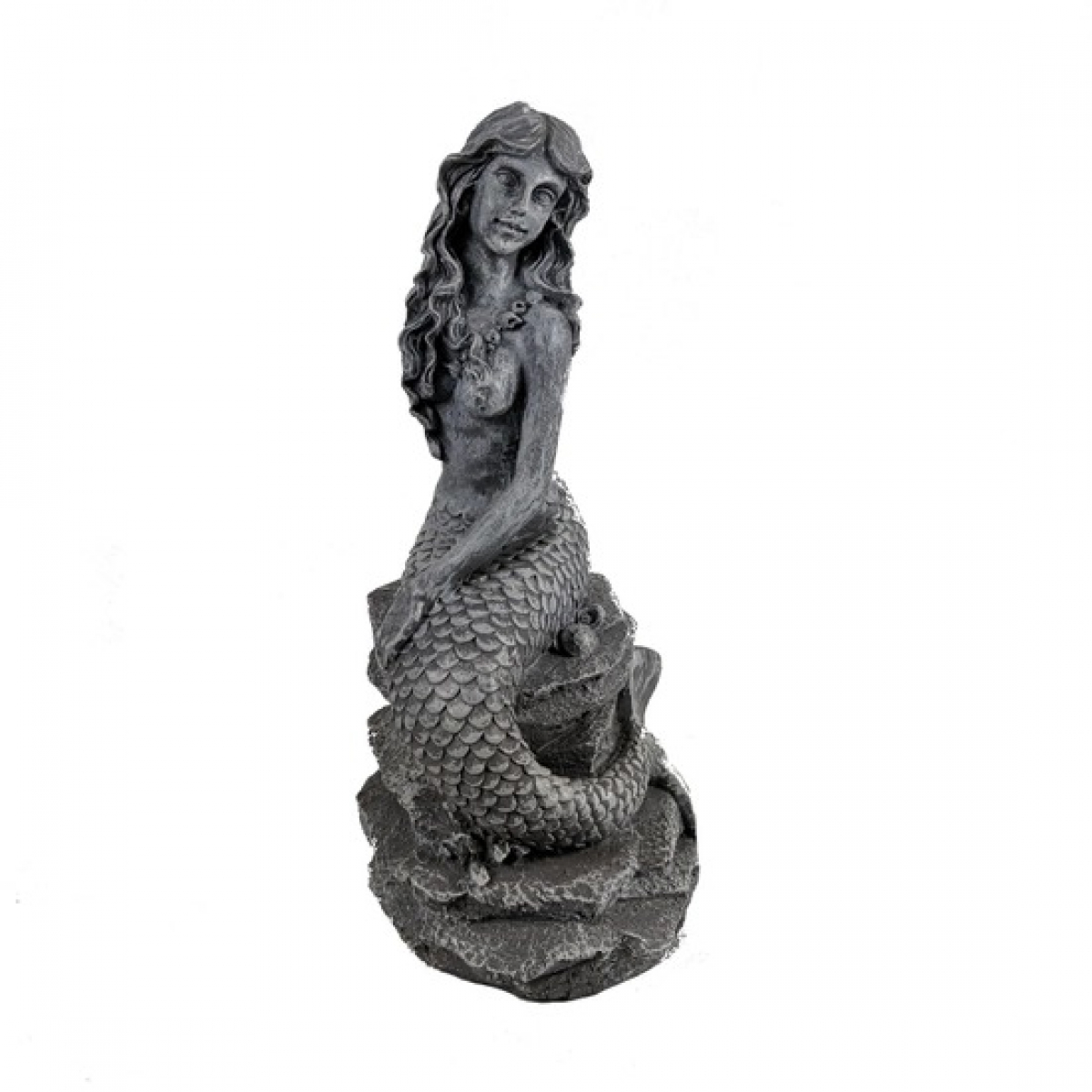 Havfrue, grå L:26,4 X B:23,6 X H:50,8cm. - Friske Hagedammer