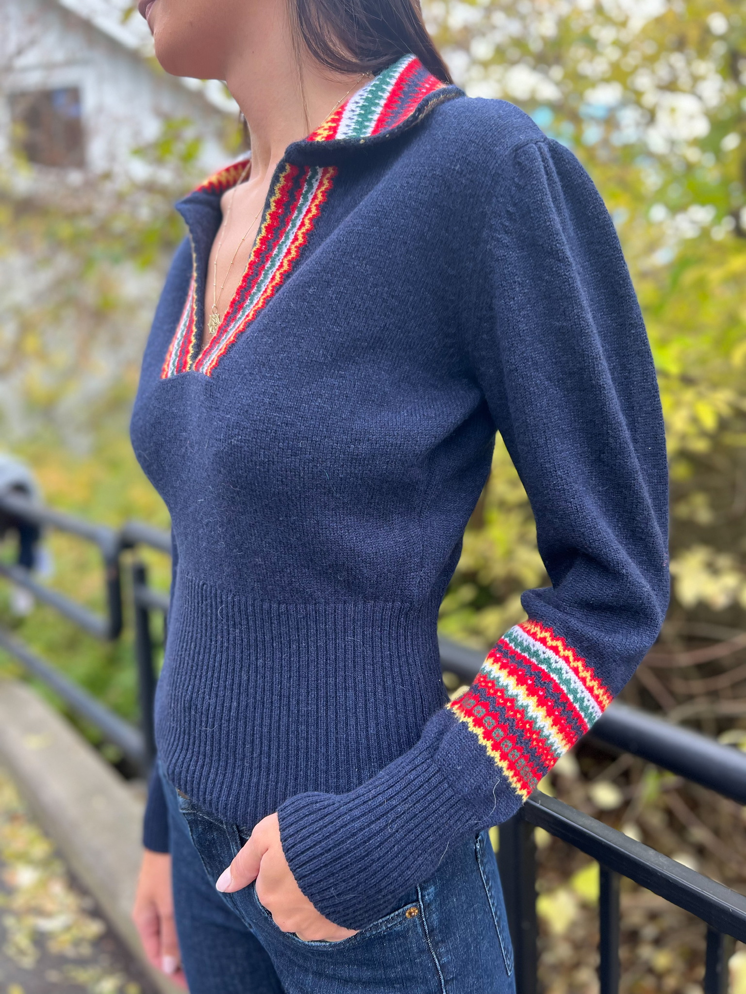 MILK ATELIER x PER SPOOK Kautokeino Sweater Navy Cape - HILLAMOI AS