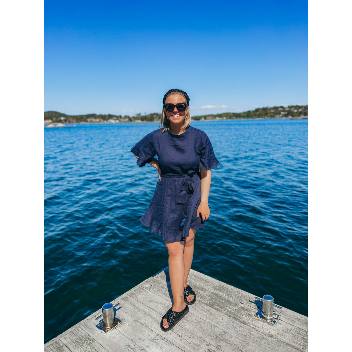 ELLA&IL Francesca Linen Dress Navy - HILLAMOI AS