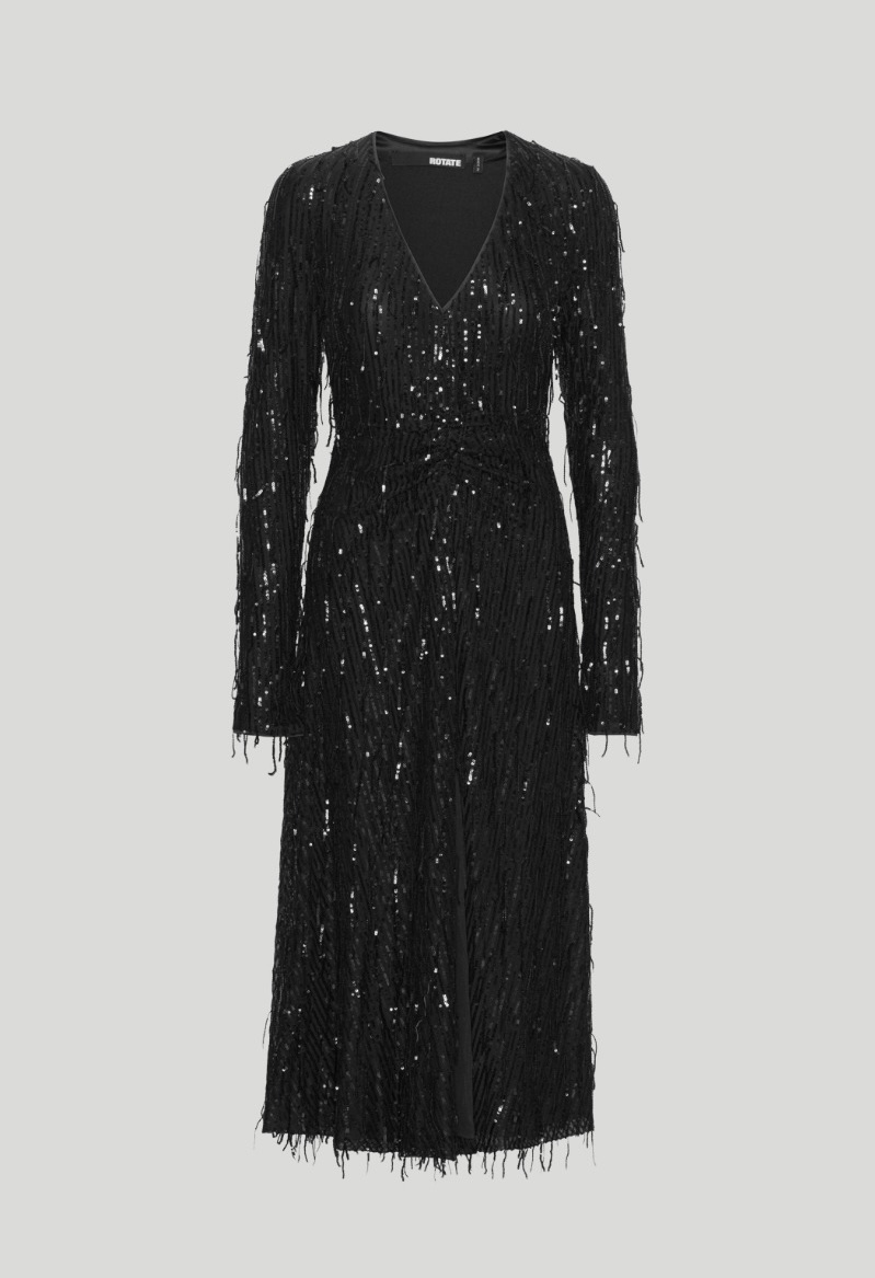 Sequins Midi Slit Dress - Black Rotate - Seven Tønsberg Sequins Midi Slit Dress - Black Rotate - Seven Tønsberg