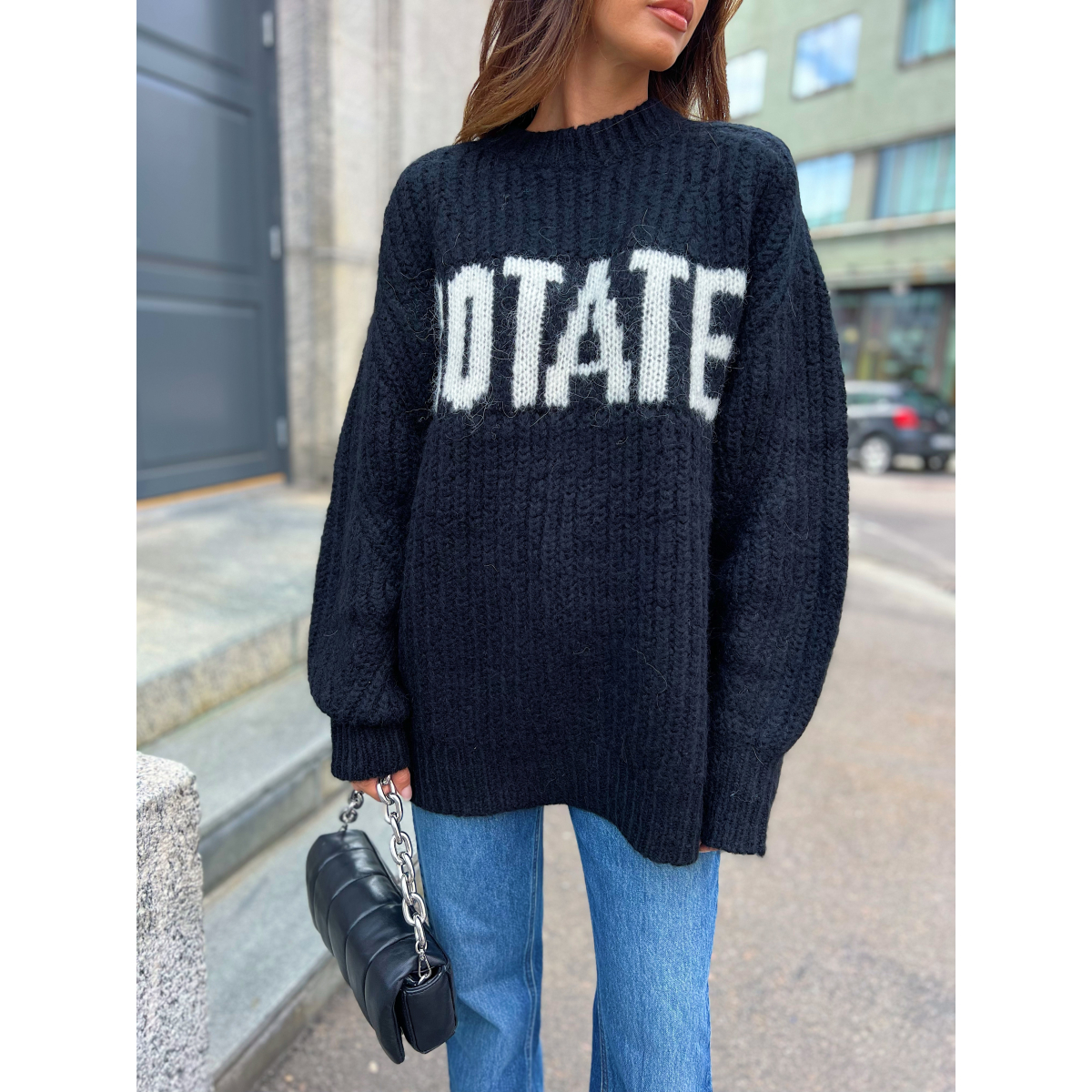 Oversized Logo Jumper - Black/White Rotate - Seven Tønsberg