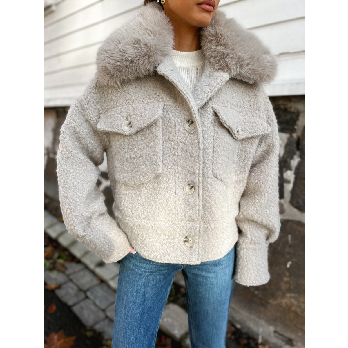 Charlie Jacket Wool Boucle Thick - Crème Meotine - Seven Tønsberg