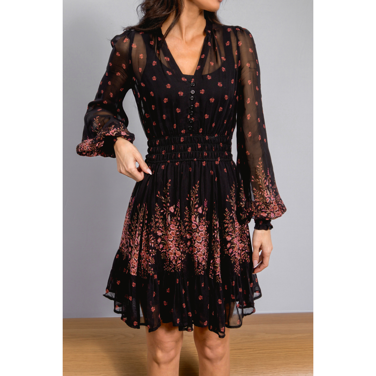 Georgette Mini Dress - Midnight Bouquet ByTimo - Seven Tønsberg