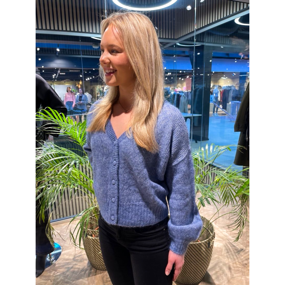 ELLA&IL Emilie Mohair Cardigan Jeans Blue - HILLAMOI AS