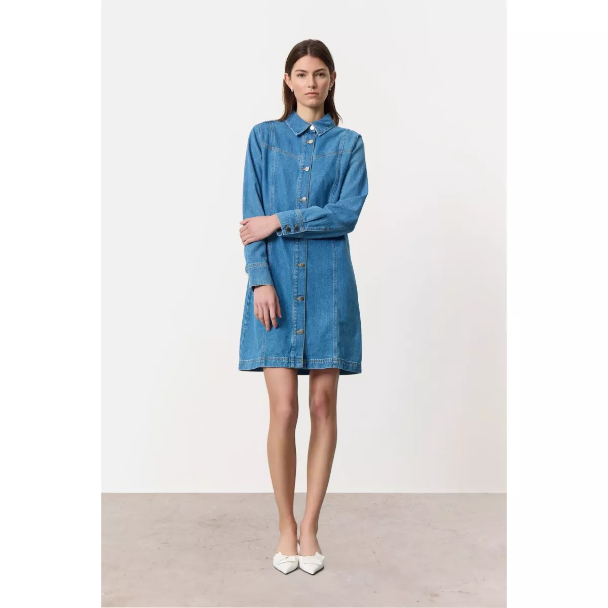 LEVETÈ ROOM Frilla Dress Denim - HILLAMOI AS