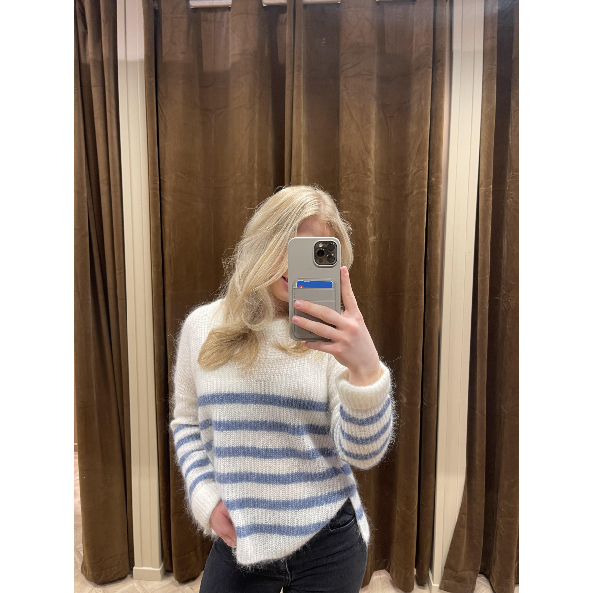 ELLA&IL Lui Mohair Sweater Jeans Blue Striped - HILLAMOI AS