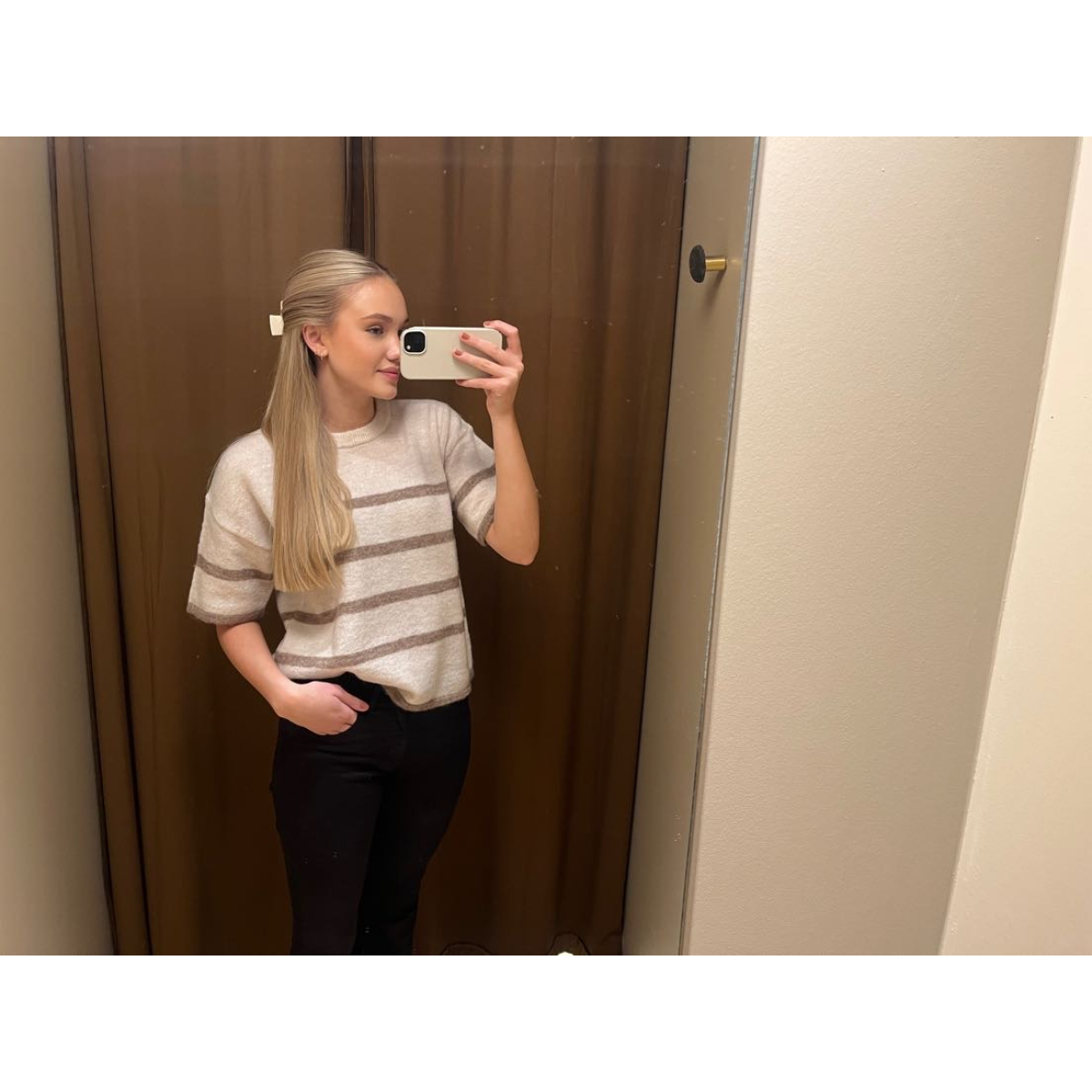 SELECTED FEMME Maline Liliana Knit Birch Stripes - HILLAMOI AS