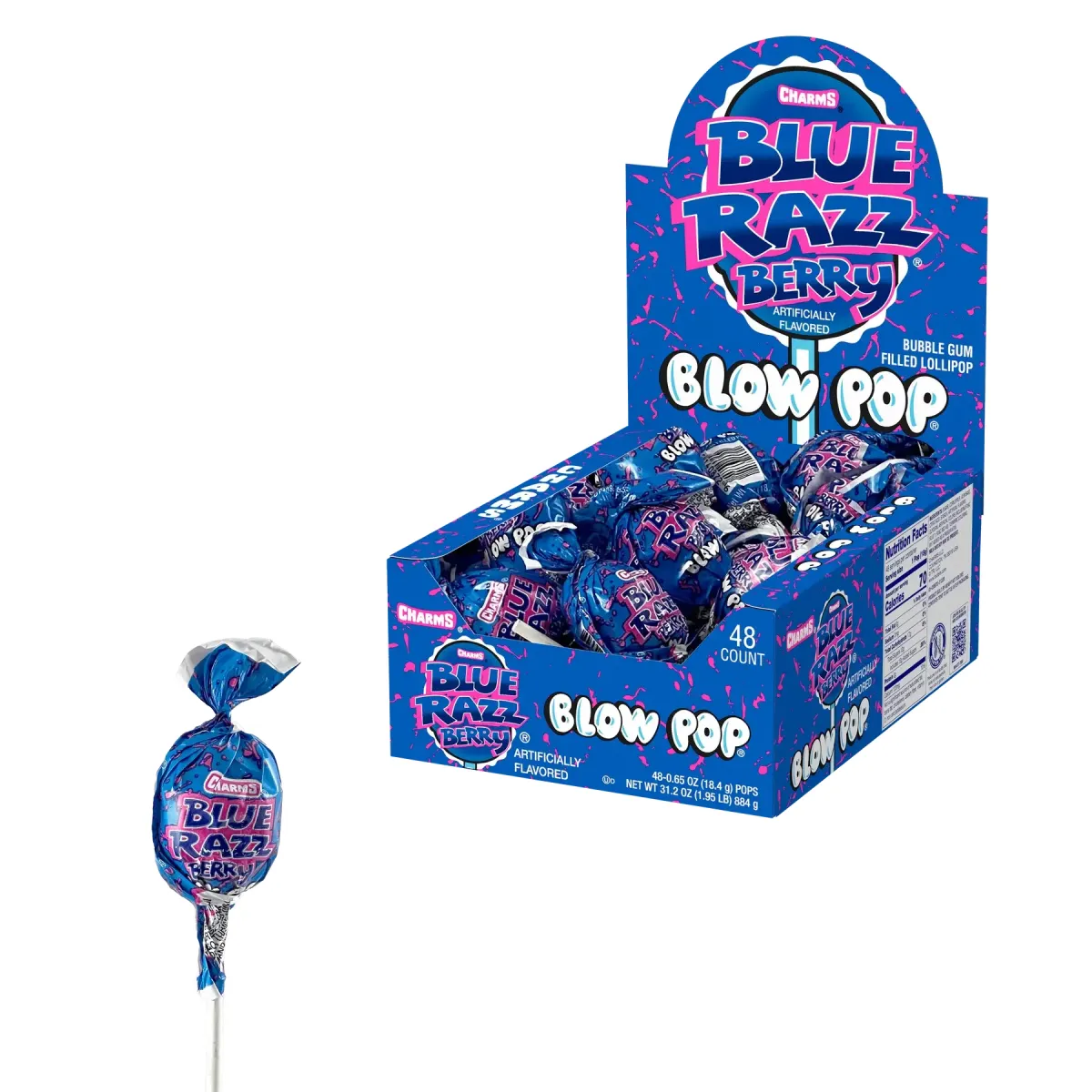 CHARMS BLOW POP BLUE RAZZ BERRY 18g - Kokkejævel AS